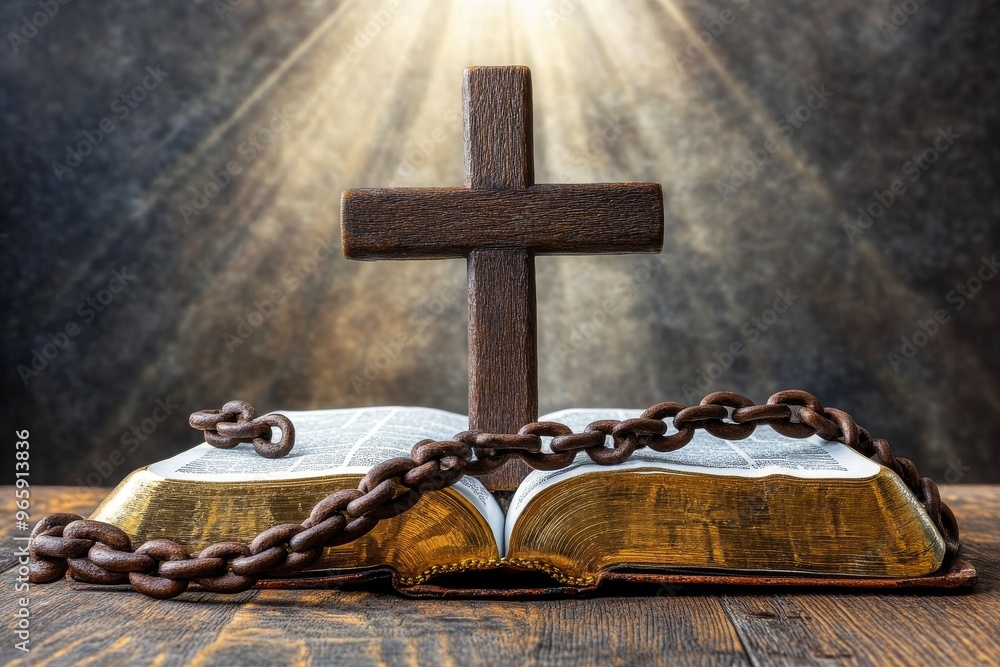 The Foundation of Faith: Roots of a Cross interwoven within an open ...