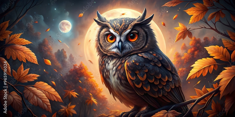 Halloween Owl Wallpaper Dark Whimsy Illustrative Moody Shadowy Pallette ...