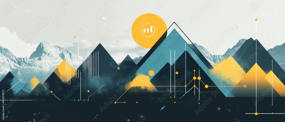 Create a stylish minimal infographic with geometric designs, cool tones ...