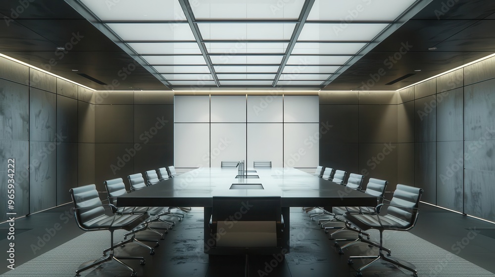 minimalist conference room with interactive smart surfaces ambient ...