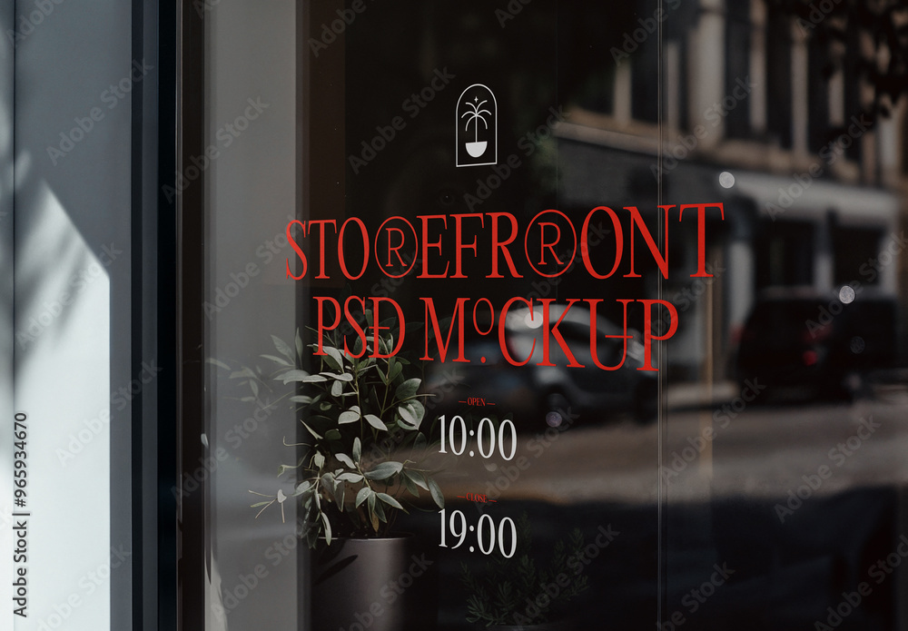 Perspective Storefront with Plants Mockup Stock Template | Adobe Stock