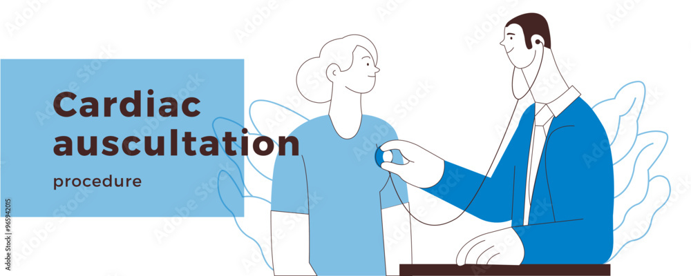 Cardiac Auscultation. Female Patient and Male Doctor Carrying Out ...