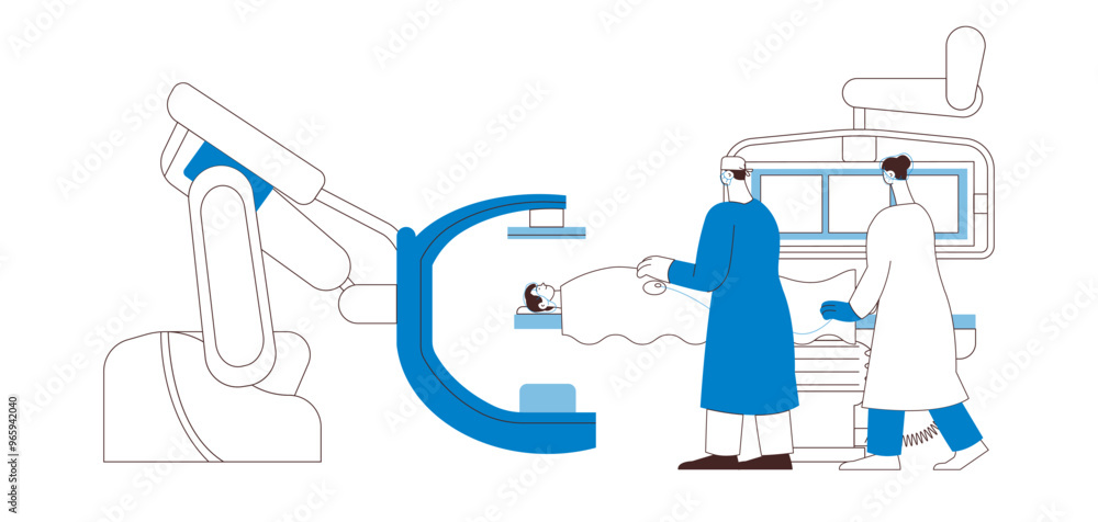 Coronary Angiography Procedure. Medical Equipment. Doctor and Nurse ...