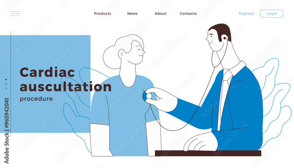 Cardiac Auscultation. Female Patient and Male Doctor Carrying Out ...