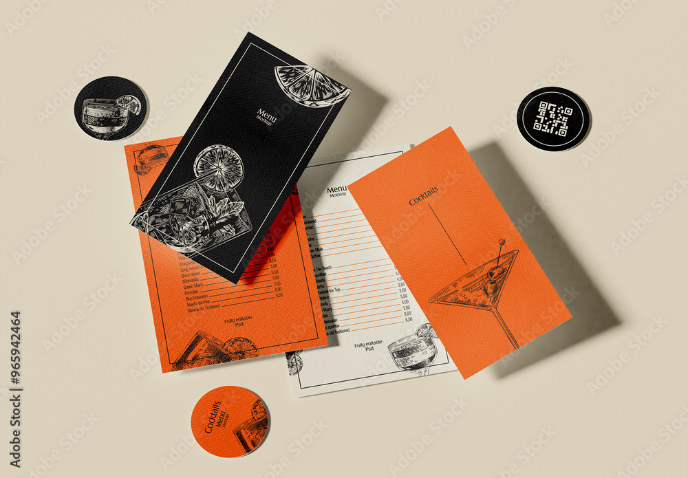 Cocktail Menu Mockup Stock Template | Adobe Stock