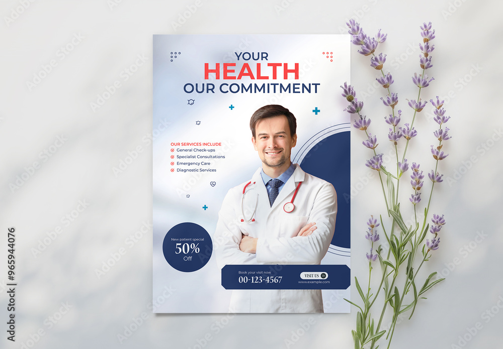 Modern Medical Health Flyer Layout Design Stock Template | Adobe Stock
