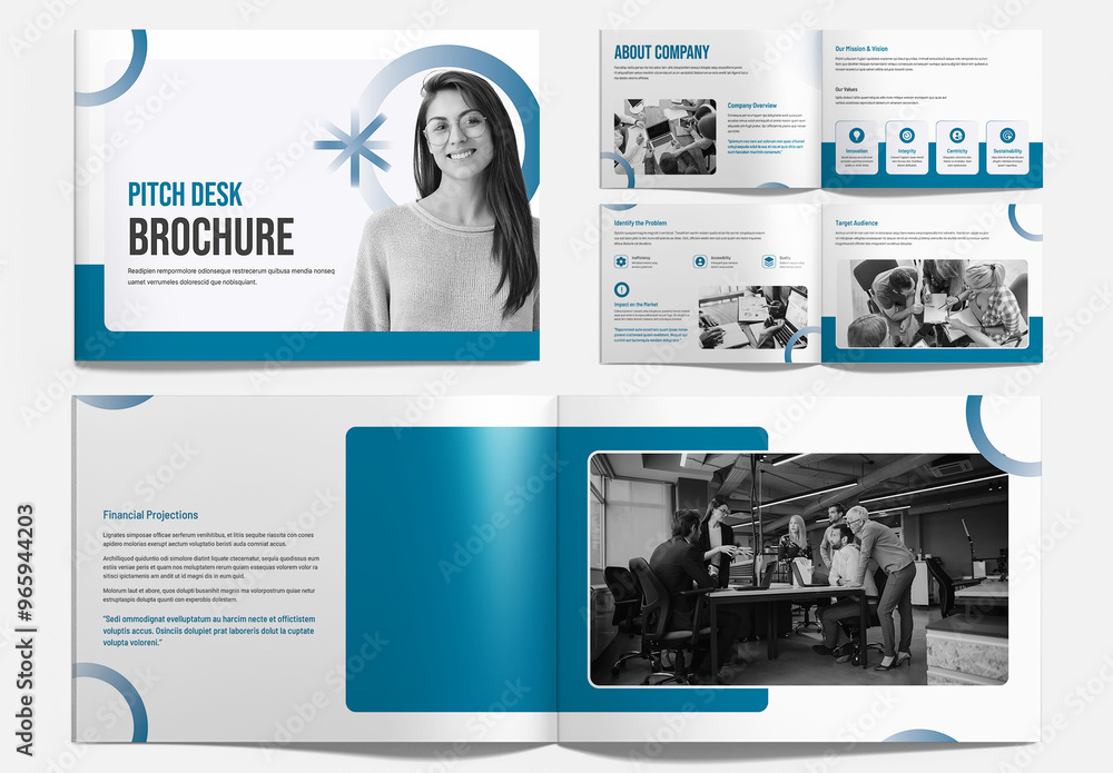 Minimal & Clean Business Pitch Deck Brochure Layout Stock Template ...