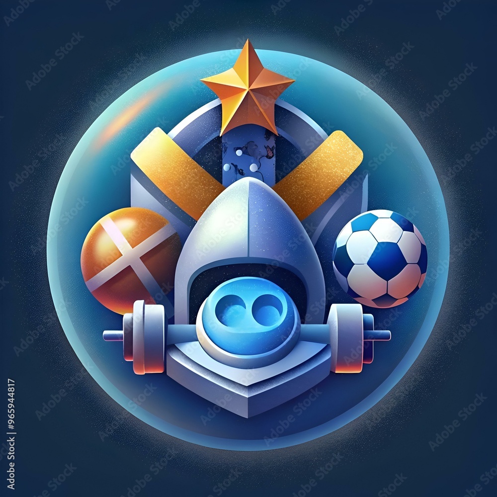 A vibrant 3D icon depicting a futuristic symbol of endurance and ...