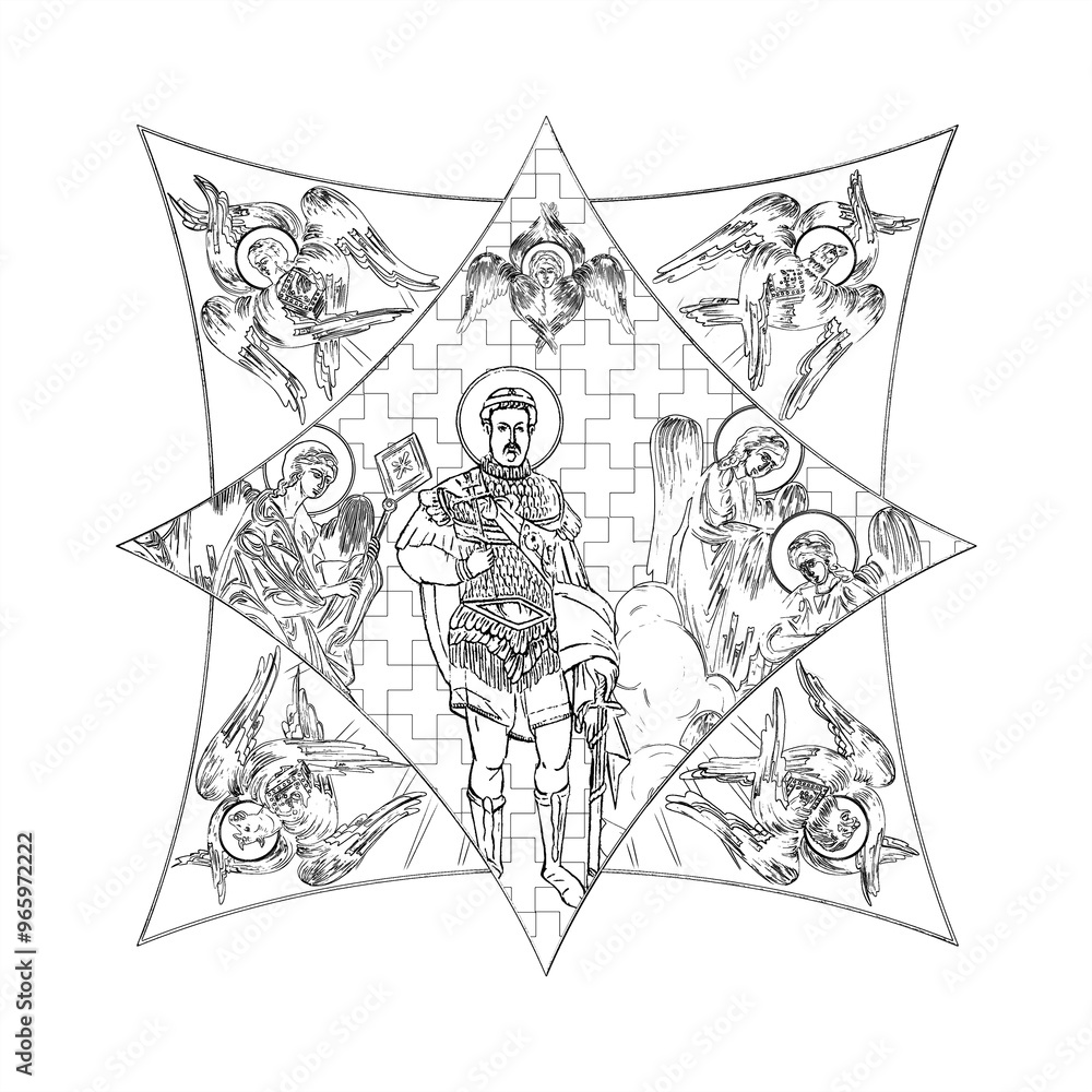 Alexander Nevsky (name english). Cross dome with 4 apostles, angels and ...