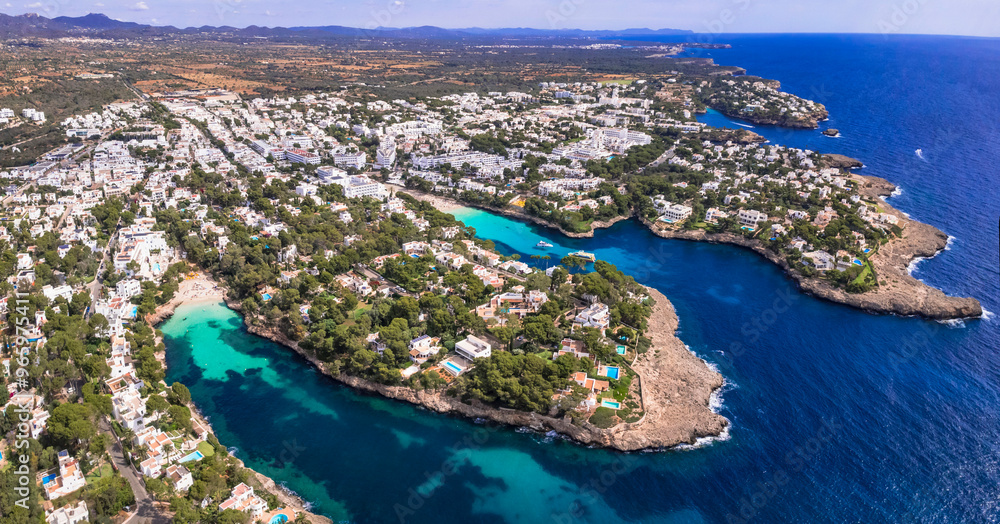 Poster Best scenic beaches of Mallorca (Majorca) island - aerail drone ...