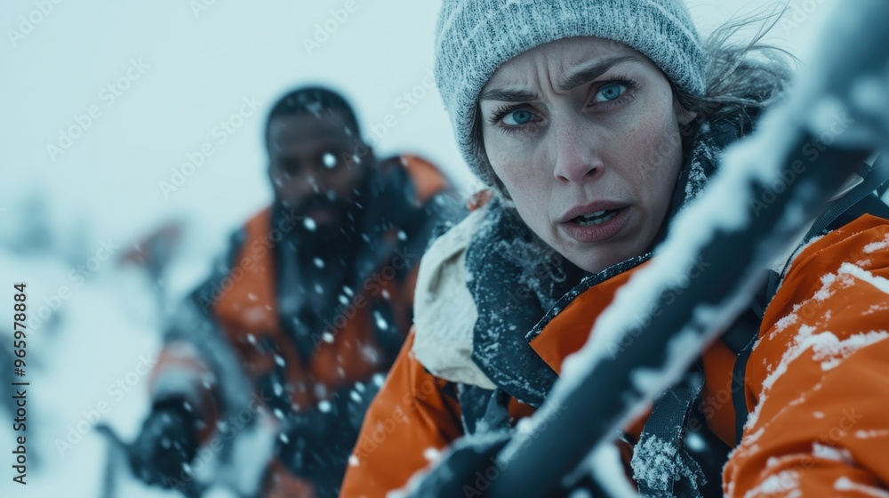 Rescue workers are seen in a moment of urgency, braving the cold and ...