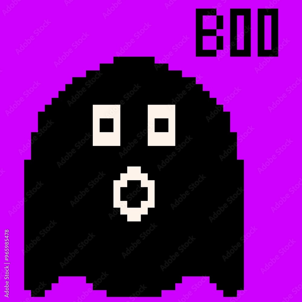 Black ghost in pixel style. Halloween pixel style. Pixel ghost on ...