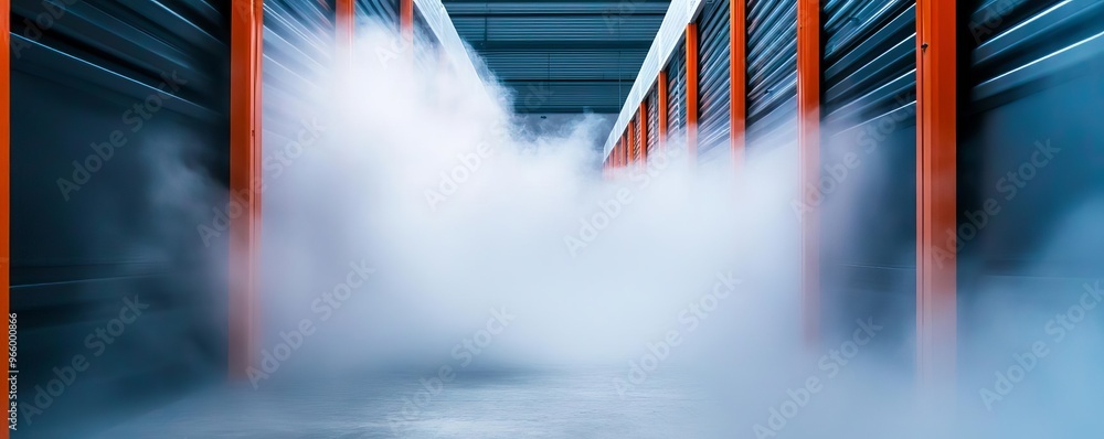 Cold storage section with mist and fog effects, illustrating ...