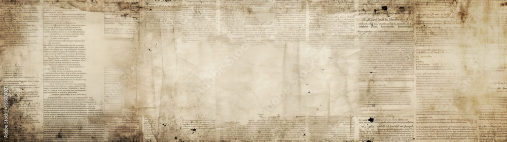 Aged paper overlay. Old paper background banner with unreadable text ...
