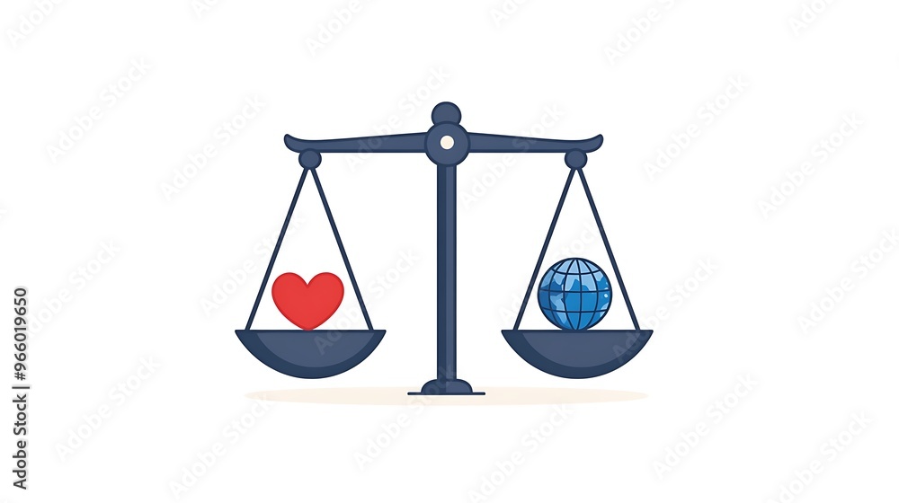 Global Compassion and Equality Concept with Balanced Scale, Globe, and ...
