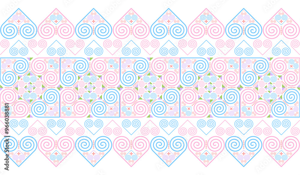 The Hmong ethnic fabric pattern is a spiral line pattern that ...