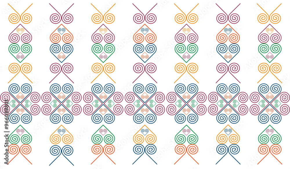 The Hmong ethnic fabric pattern is a spiral line pattern that ...