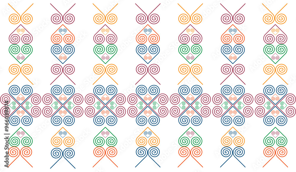 The Hmong ethnic fabric pattern is a spiral line pattern that ...