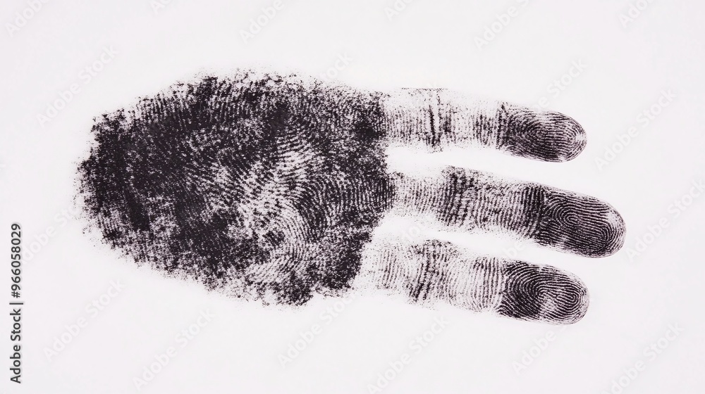 forensic identity handprint with fingerprints on white background ...
