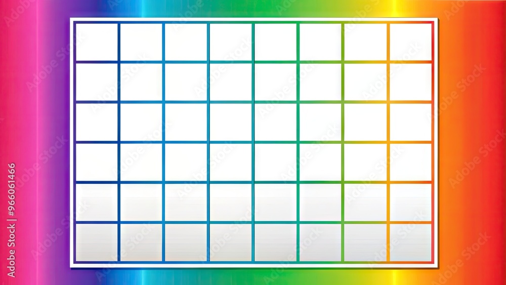 Colorful empty bingo card template with a 5x5 grid, bright background ...
