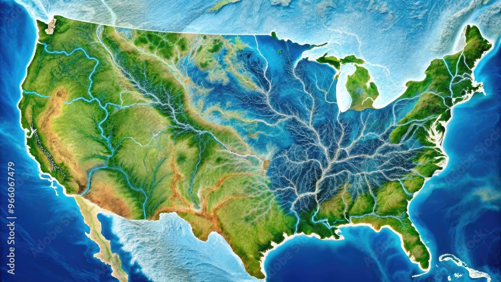 Detailed Map Of America'S Elaborate River System, Capturing The ...