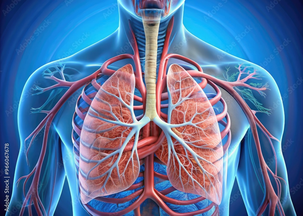 Diagram Of Human Lungs, Showing The Anatomy And Structure Of The ...