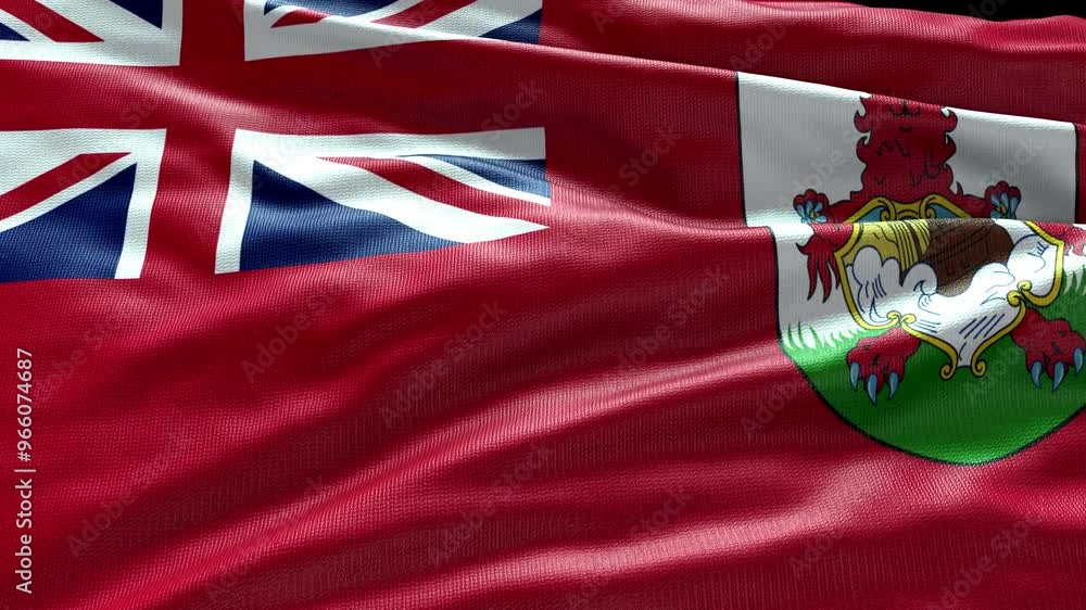 4k render Bermuda Flag video waving in wind Bermuda Flag Wave Loop ...