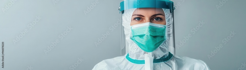 Medical professional wearing gloves and a face shield while handling ...