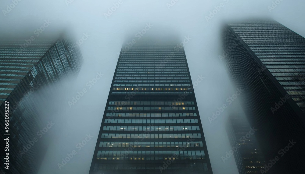 Urban Smog Engulfs Modern Skyscrapers: High-Resolution Cityscape ...