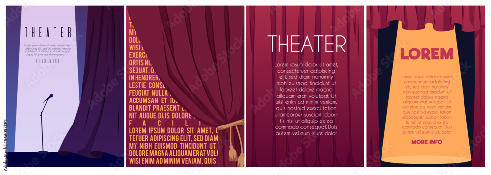 A collection of Posters featuring theater curtains in different colors ...