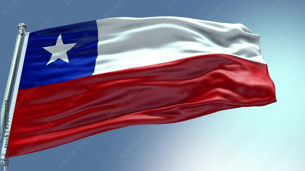 4k render Chile Flag video waving in wind Chile Flag Wave Loop waving ...