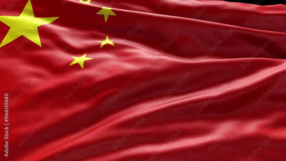 4k render China Flag video waving in wind China Flag Wave Loop waving ...