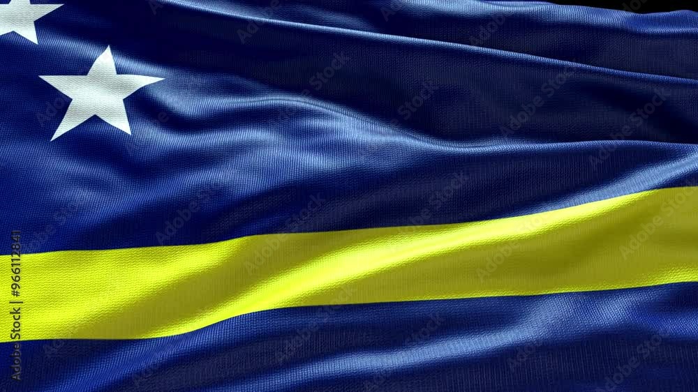 4k render Curaçao Flag video waving in wind Curaçao Flag Wave Loop ...