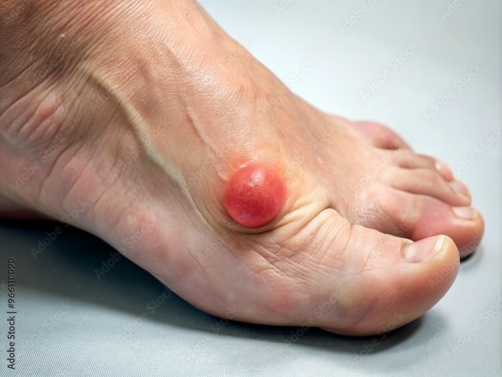 Photo & Art Print Close-up of a lump on the foot, a ganglion cyst ...