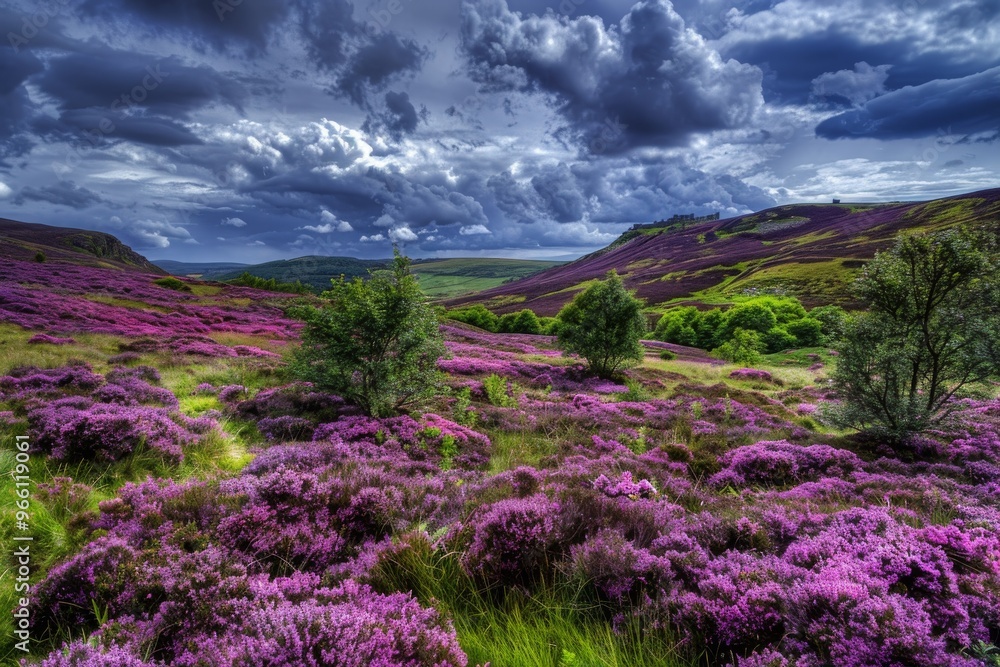 Moorland or Moor, Wuthering Heights, Heather Fields and Hills, Castle ...