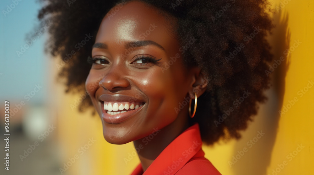 Confident African Woman Headshots in Vibrant Settings – Natural Hair ...