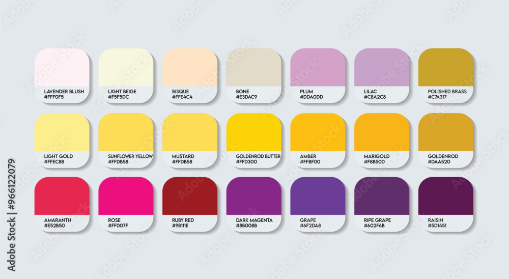 Yellow and Purple Color Palette, Purple and Yellow Color Guide Palette ...