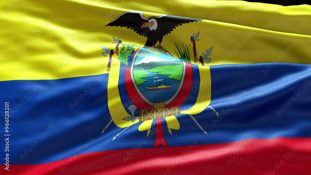 4k render Ecuador Flag video waving in wind Ecuador Flag Wave Loop ...