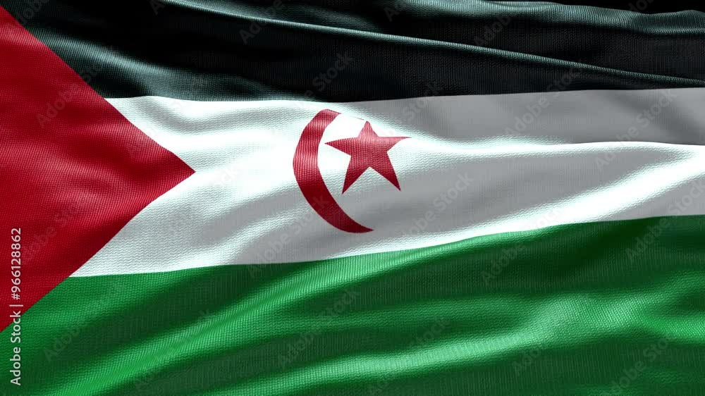 4k render Western Sahara Flag video waving in wind Western Sahara Flag ...