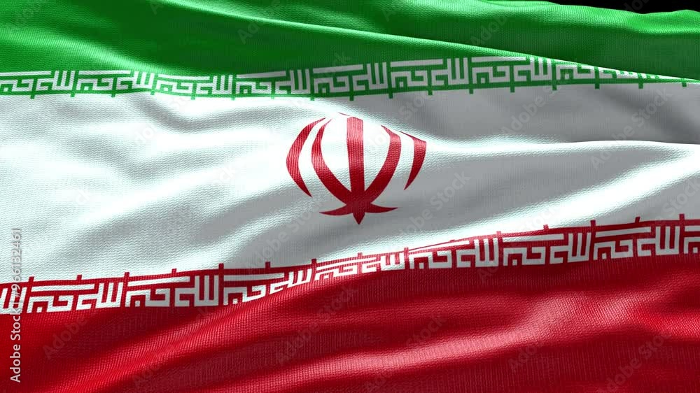 4k render Iran Flag video waving in wind Iran Flag Wave Loop waving in ...