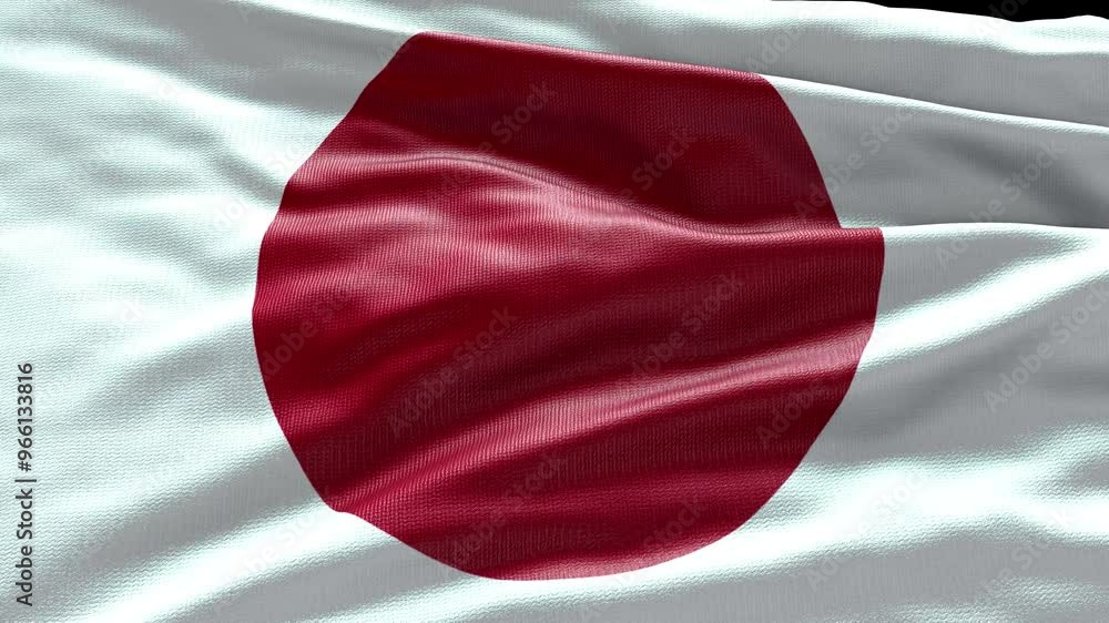 4k render Japan Flag video waving in wind Japan Flag Wave Loop waving ...