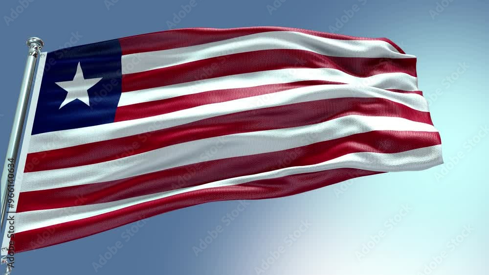 4k render Liberia Flag video waving in wind Liberia Flag Wave Loop ...