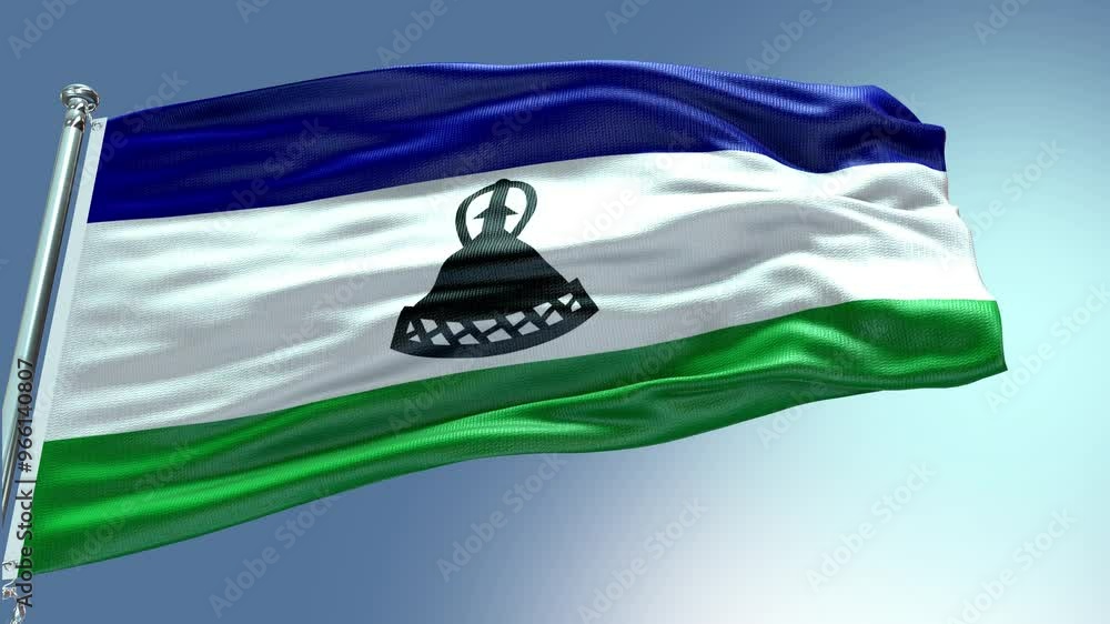 4k render Lesotho Flag video waving in wind Lesotho Flag Wave Loop ...