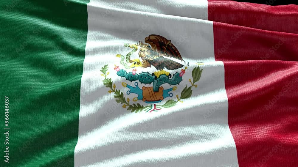 4k render Mexico Flag video waving in wind Mexico Flag Wave Loop waving ...