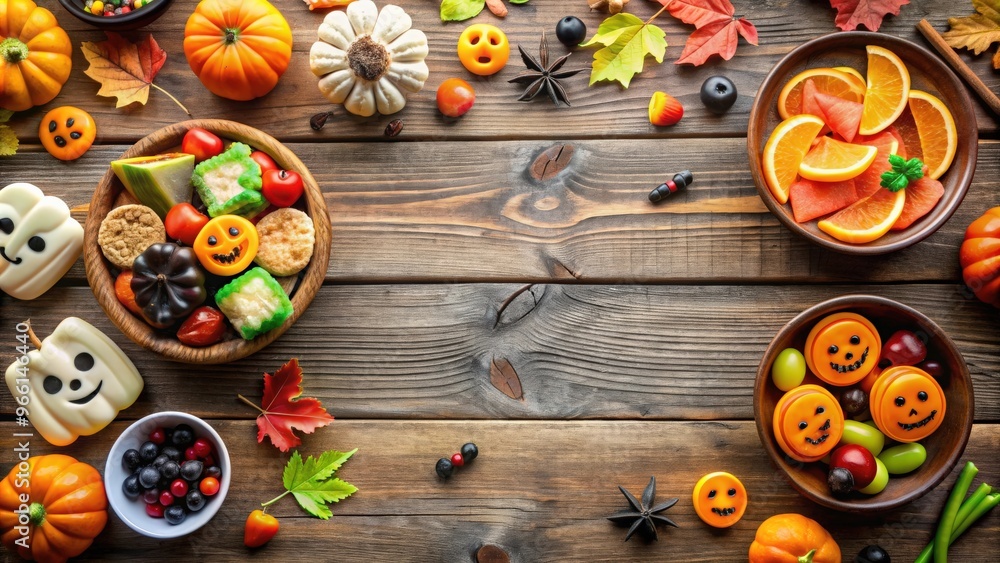 Healthy Halloween fruit snacks featuring a selection of fun spooky ...