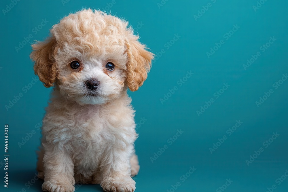whimsical poodle portrait adorable miniature poodle puppy with fluffy ...