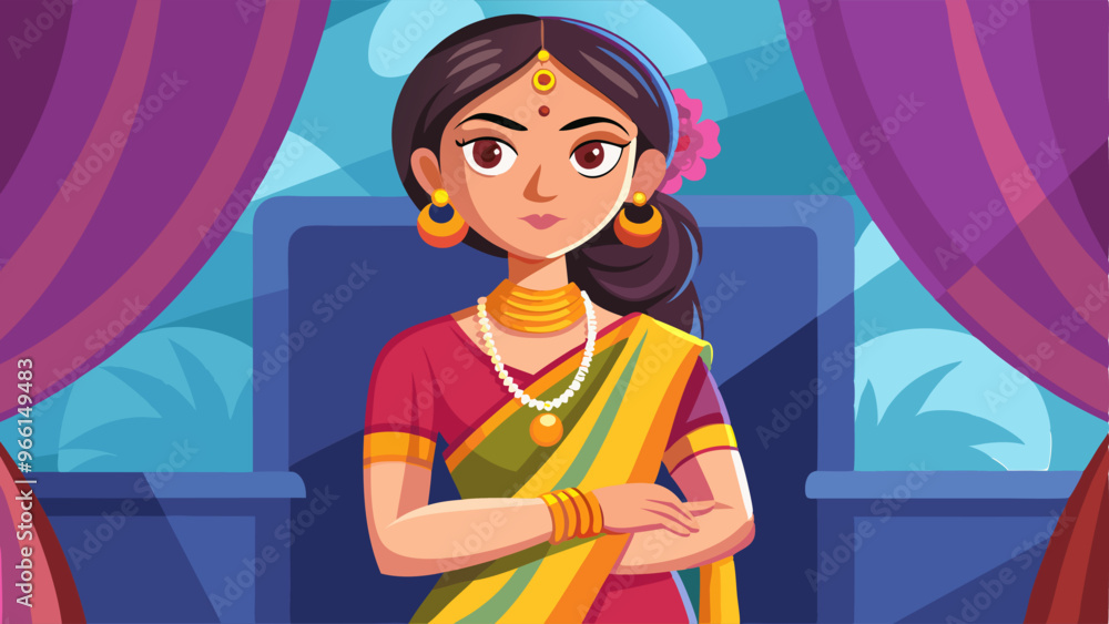 Young beautiful woman in traditional Indian saree, bracelets and ...