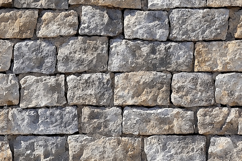 Textured coursed stone cladding wall made of rectangular stones in ...