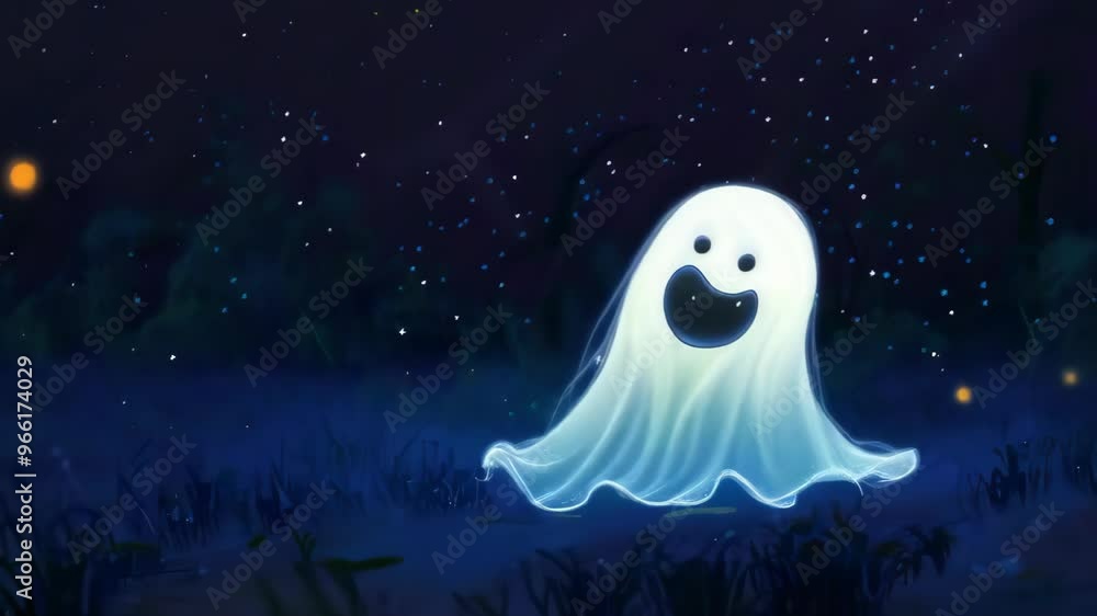 video of Cute smiling ghost cartoon character Відео Stock | Adobe Stock