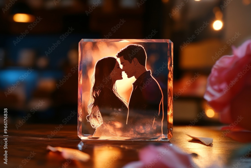 Personalized crystal keepsake featuring intricate laser-engraved ...